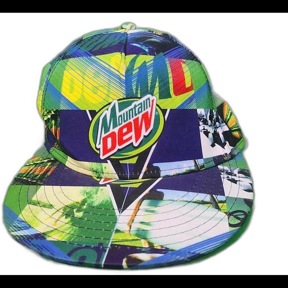 Accessories | Vintage Mountain Dew Graphic Snapback Cap Colorful Design | Poshmark